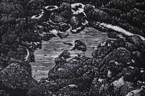 Low Tide Original Handmade Linocut Relief Print Limited Edition