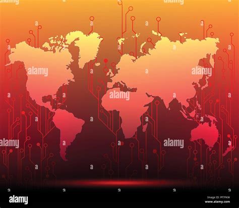 World Map Cyber Attack By Hacker Concept Background Vector