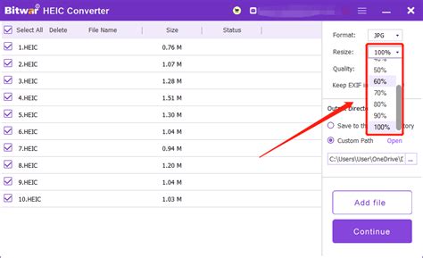 How To Set The Size Of Format File Free HEIC Converter