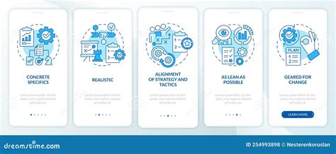 Key Elements Of Business Plan Blue Onboarding Mobile App Screen Stock