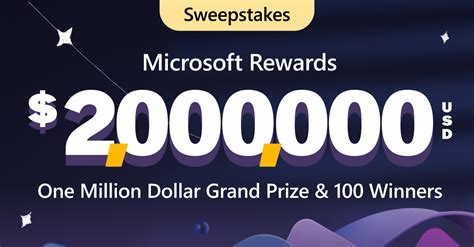Microsoft Rewards Sweepstakes 1 Million Usd Grand Prize And 10 X