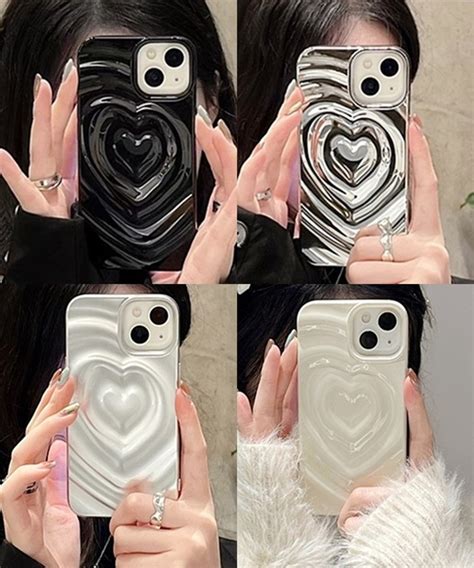 당일출고💕입체 하트 유광 물결 웨이브 아이폰케이스 거울샷 생일 선물 우정템 아이폰 11 12 13 14 15 프로 맥스 에이블리