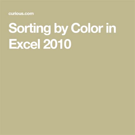 Sorting By Color In Excel 2010 Excel Sorting Color