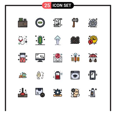Set Of 25 Modern Ui Icons Symbols Signs For Construction Axe Tool News Axe Ax Editable Vector
