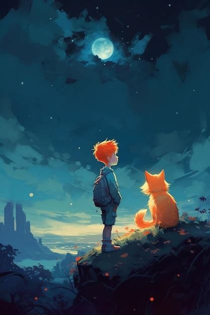 Premium Ai Image The Moon And The Boy