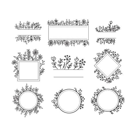 Line Art Floral Label Vector Collection 16177801 Vector Art At Vecteezy