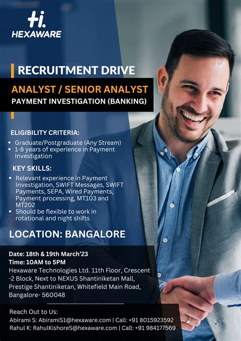 Abirami Subbaiha On Linkedin Hexjobalerts Urgent Hiring Bangalore