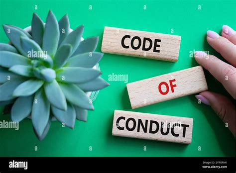 Code Of Conduct Symbol Wooden Blocks With Words Code Of Conduct