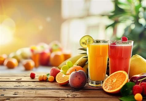 Photo Of Fresh Healthy Natural Mix Fruit Juice Smoothies Premium Ai