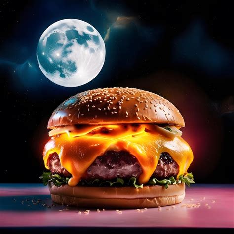 Premium Photo Epicurean Eclipse Burger Eclipsing The Moon