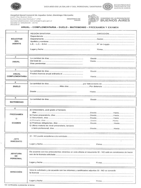 Licencia Anual Complementaria Duelo Matrimonio Examen 2021 Oficio Pdf
