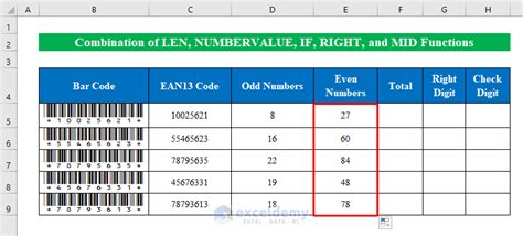 how to calculate barcode check digit with excel formula