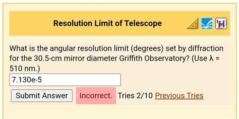 Solved Resolution Limit Of Telescope TH What Is The Angular Chegg