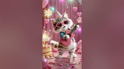 Happy Birthday To You 🎉🐱🎸 Cute Cat Playing Guitar Happy Birthday To