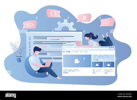 Front End And Back End Developmentcoder And Programmer With Laptops At