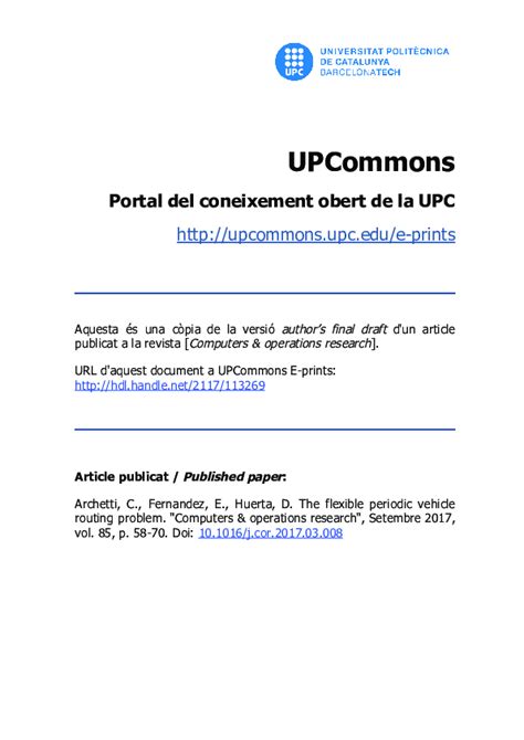 Pdf The Flexible Periodic Vehicle Routing Problem