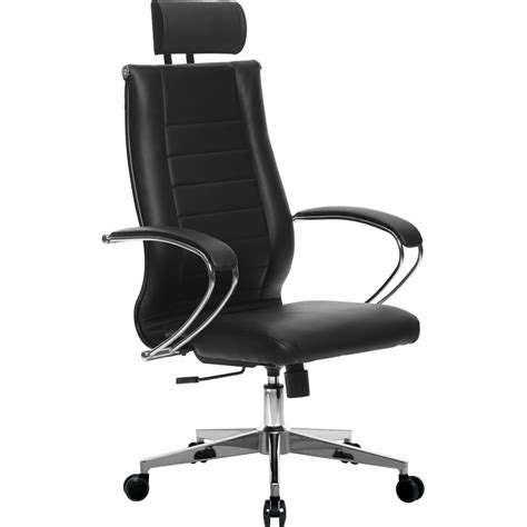 Офисное кресло МЕТТА К-33 хром, кожа, подголовник, сиденье и спинка ...