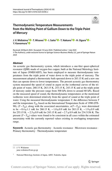 Thermodynamic Temperature Measurements From The Melting Point Of