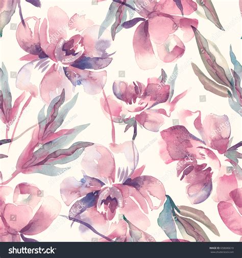 원활한 패턴워터컬러 배경 스톡 일러스트 658686610 Shutterstock