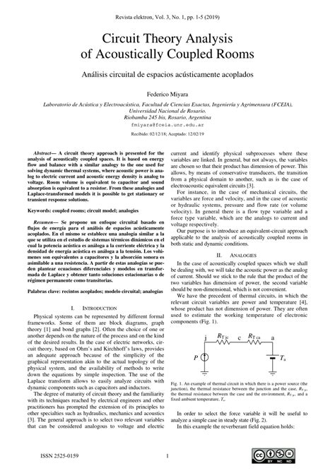 Pdf Circuit Theory Analysis Of Acoustically Coupled Rooms