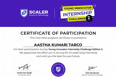 Aastha Tarco On Linkedin Scalerschooloftechnology Internship Younginnovators Keepbuilding