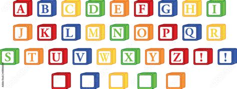Poster Alphabet ABC Block Font - Color Vector Clipart Set – Tableau ...