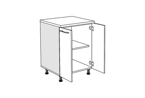 Кухненски шкаф долен с две врати In Mdf D60 бял гланц • Модулна кухня In Mdf бяла гланц • Мебели