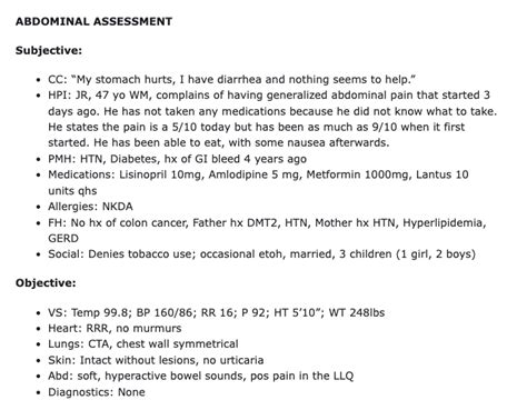 Constipation Soap Note Abdominal Assessment Plan In Gi Care