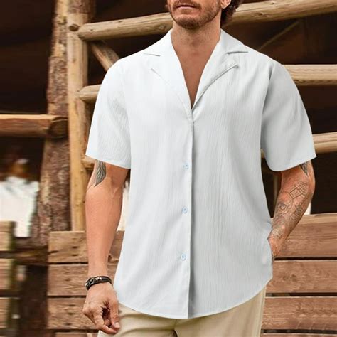 Mens White Button Down Shirt Casual