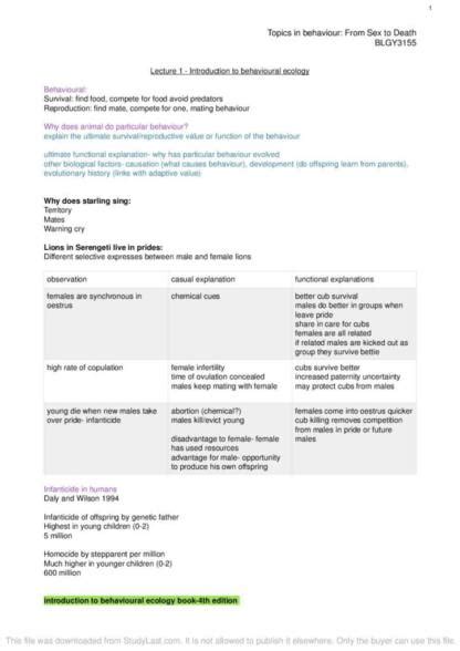 From Sex To Death Blgy3135 Lecture Notes Studylast From Sex To Death Blgy3135 Lecture Notes Studylast