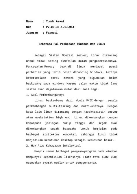 Docx Beberapa Hal Perbedaan Windows Dan Linux Dokumen Tips