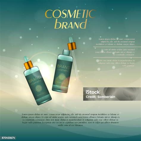 벡터 플레어 효과와 부드러운 빛 배경에 3d 화장품 그림 아름다움 현실적인 화장품 제품 디자인 서식 파일입니다 공단에 대한 스톡 벡터 아트 및 기타 이미지 Istock