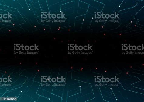 추상 녹색 파란색 배경입니다 하이테크 일러스트 어둠 속으로 수평 3d 관점 기술 및 과학 개념 0명에 대한 스톡 사진 및 기타 이미지 Istock