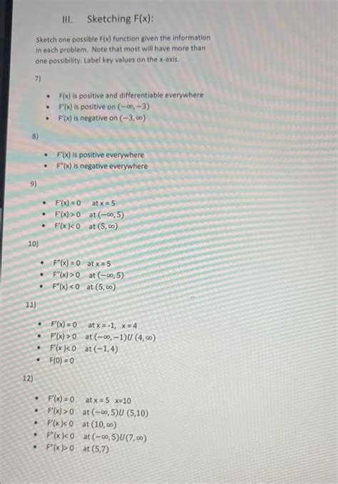 Solved Iii Sketching F X Sketch One Possible F X