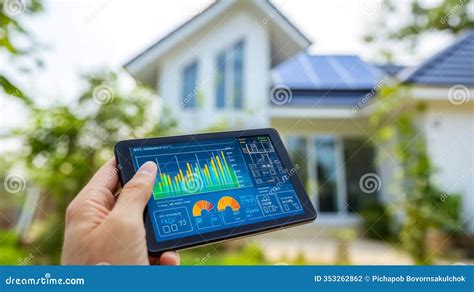Smart Home Dashboard Displaying Real Time Energy Consumption Data Stock