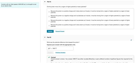 Solved A Proton With An Initial Speed Of M S Is Chegg