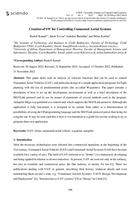 Pdf Creation Of Sw For Controlling Unmanned Aerial Systems