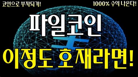 파일코인 정말이라면 코인으로 부자되기 1000수익 나온다 빠르게 확인 하세요 파일코인 파일코인전망 파일코인호재 Youtube