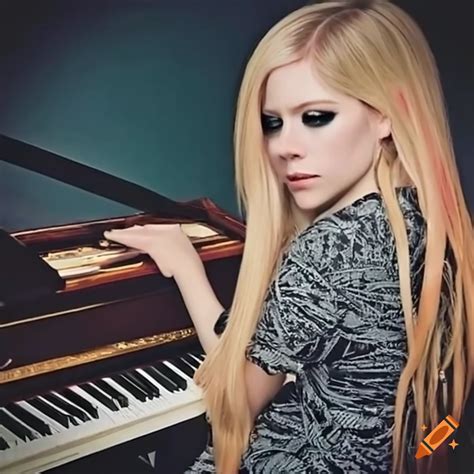 Avril lavigne playing a grand piano on Craiyon