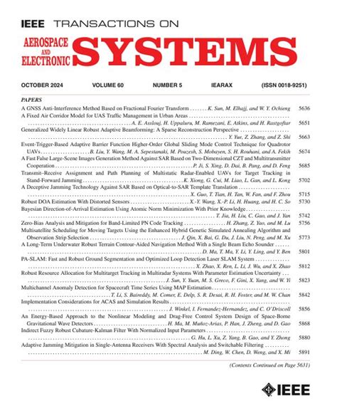 Check Out The Ieee Transactions On Aerospace And Electronic Systems October 2024 Issue On Ieee