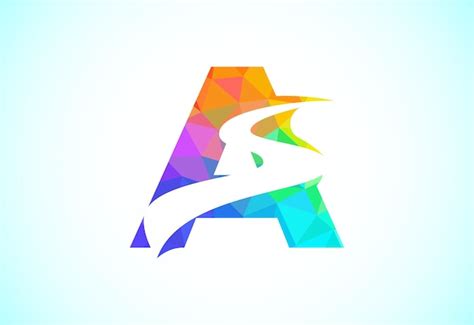 백스페이스 S 또는 통로 로고 디자인 벡터 템플릿이 있는 문자 A 낮은 폴리 스타일 그래픽 알파벳 기호 프리미엄 벡터