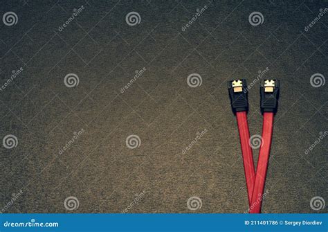 Sata Computer Cable on a Black Background. Stock Photo - Image of data ...