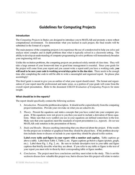 Cee210 Guidelines For Computing Projects Cee Cne 210 Statics Arizona