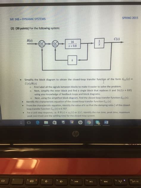 solved for the following system simplify the block diagram