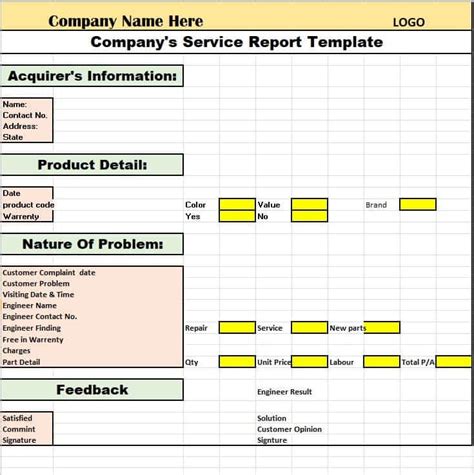 15 Service Report Templates Excel Word Pdf Excel Format