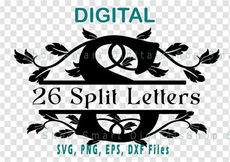Split Monogram SVG DXF PNG Split Monogram Frame Alphabet Family Monogram Digital Download