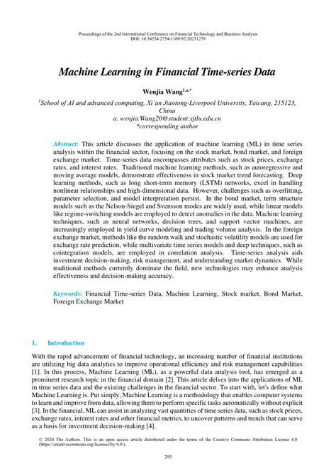 Pdf Machine Learning In Financial Time Series Data