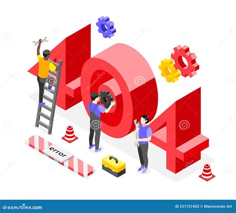 Isometric Error Composition Stock Vector Illustration Of Security Cloud