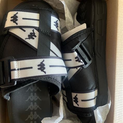 Black Kappa Slides Mens Size 7 Womens Size Depop