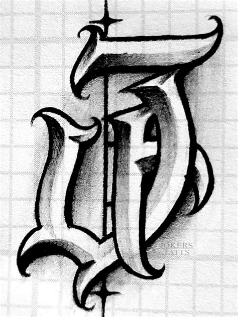 Chicano Old English Script Lettering Drawing J Graffiti Style Art